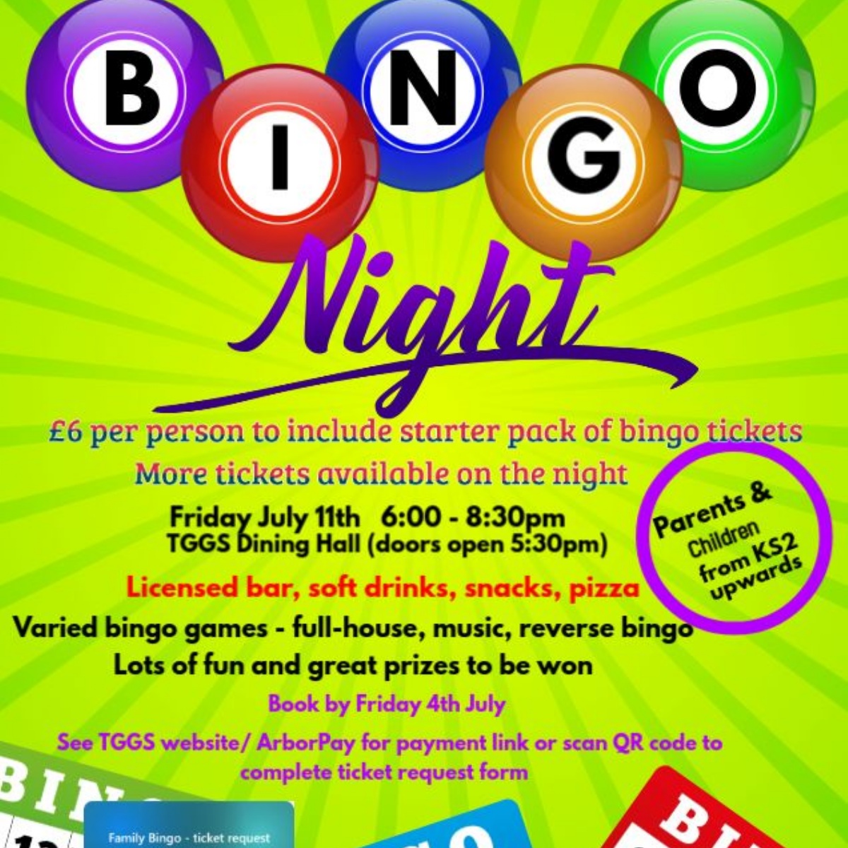 Torquay Girls Grammar School - Bingo! Friday 11th July 6 - 8.30pm